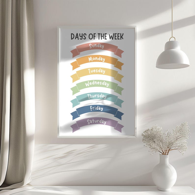 Days of the Week Printable, Educational Wall Art, Homeschool Decor ...