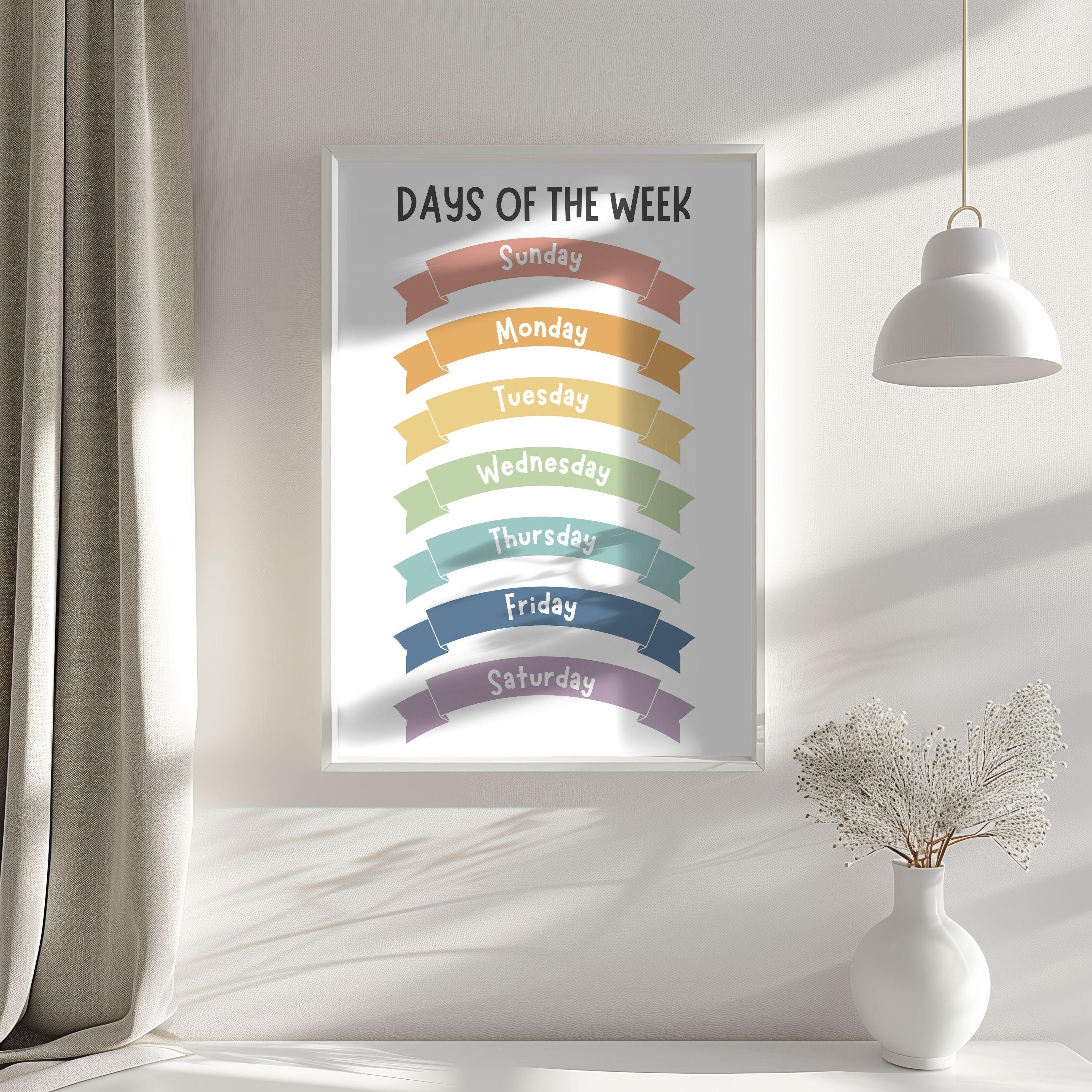 Days of the Week Printable, Educational Wall Art, Homeschool Decor ...