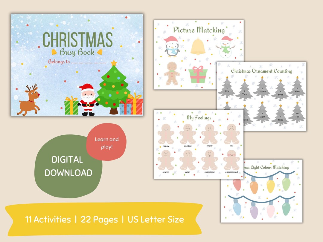 Christmas Busy Book Printable, Christmas Activity Book, Toddler ...