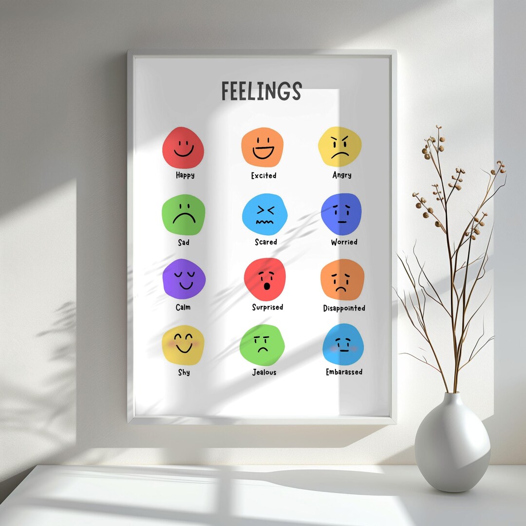 Feelings Poster, Rainbow Classroom Decor, Feelings Chart Printable, My ...