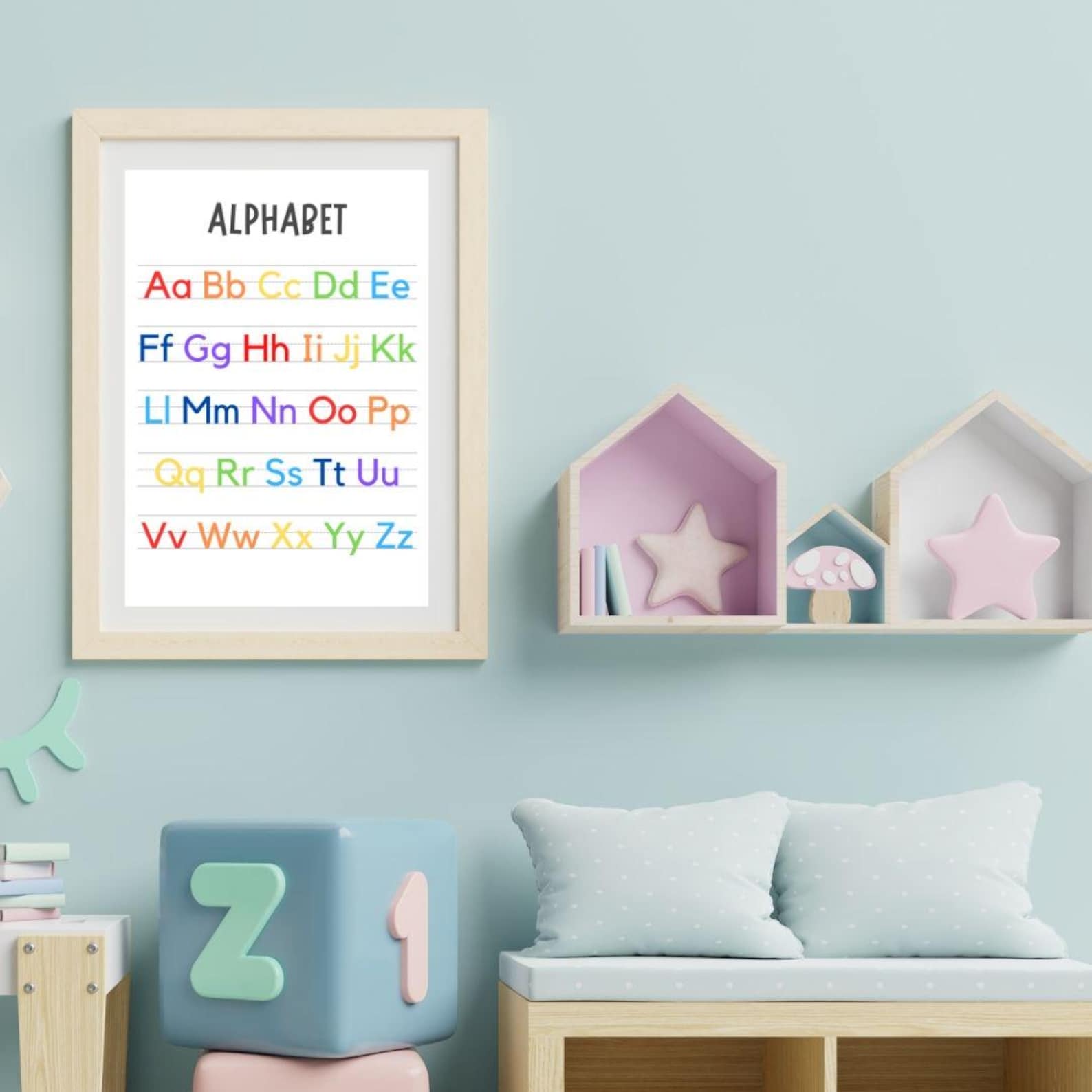 Rainbow Alphabet Poster, Educational Wall Art Printable, Homeschool ...
