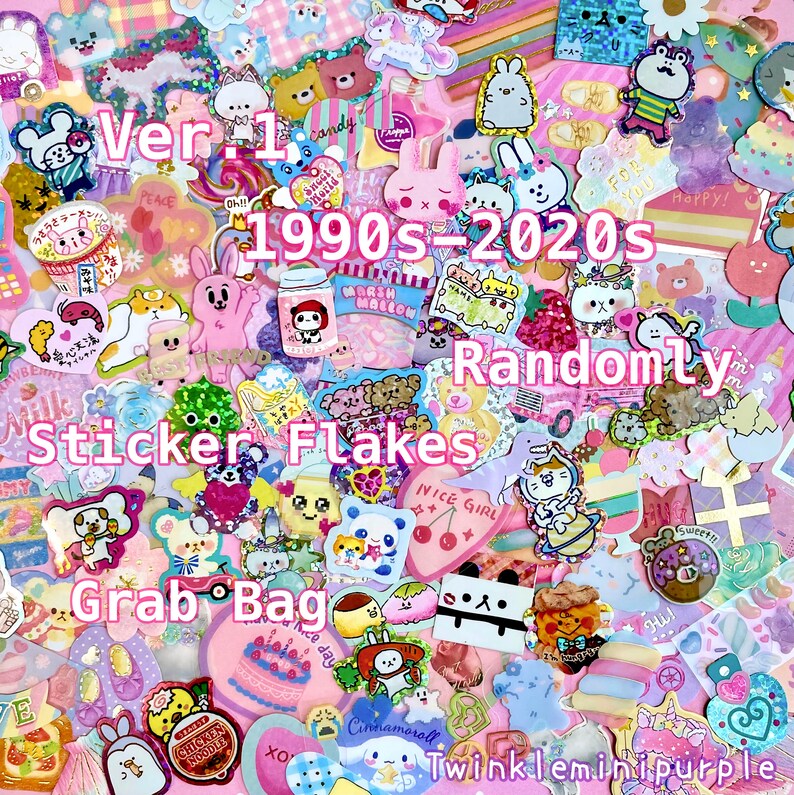 Ver.1 RARE 1990s, 2000s, 2010s, 2020s, Random Sticker Flakes Grab Bag ...