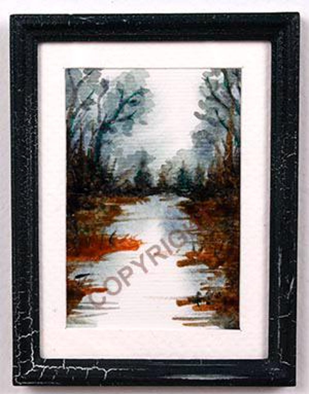 Miniature Painting "swamp Forest", Fully Framed With Cardstock Matting ...