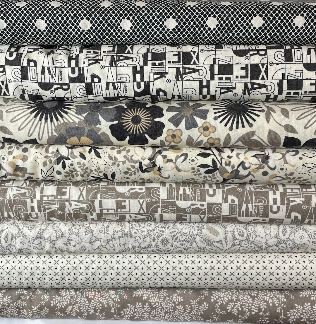 Cream Grey Tan Date Night Half Yard Fabric Bundle Moda Basicgrey - Etsy