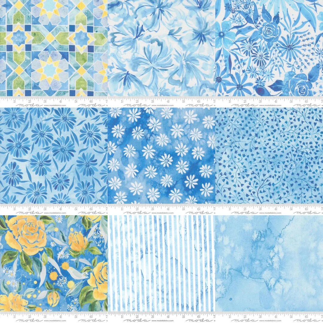Light Blue Sunshine and Blue Skies Fabric Group - Moda - Create Joy ...