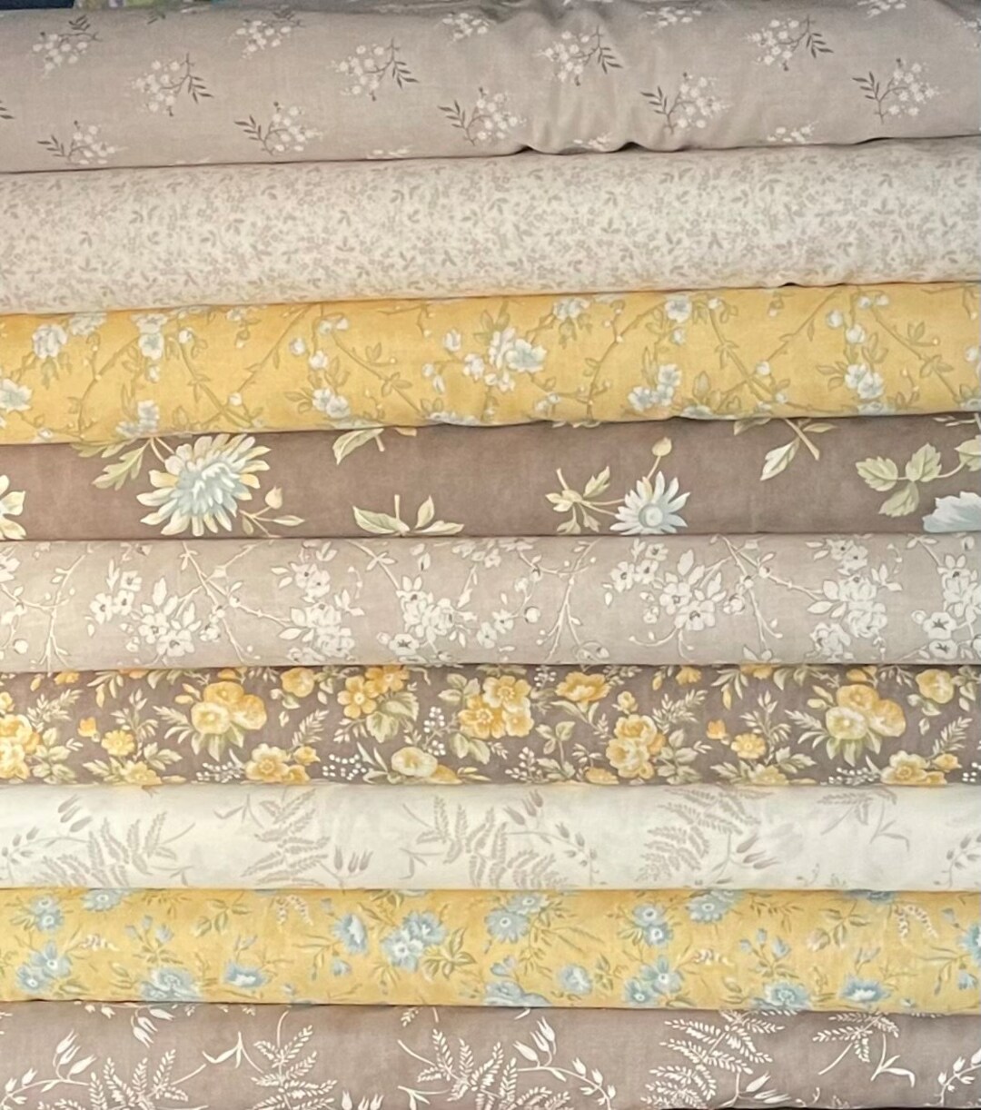 Grey Yellow Honeybloom Fabric Group - Moda - 3 Sisters - 44340 - 44341 ...