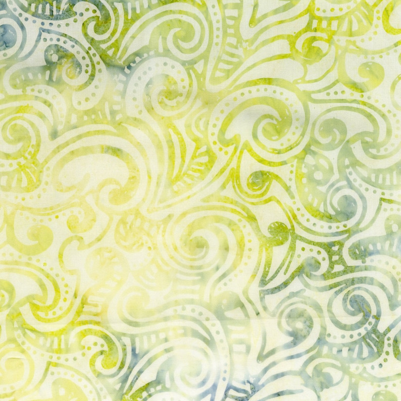Celery Teal Cream Blue Green Swirls Tonga Batik Fabric - Etsy