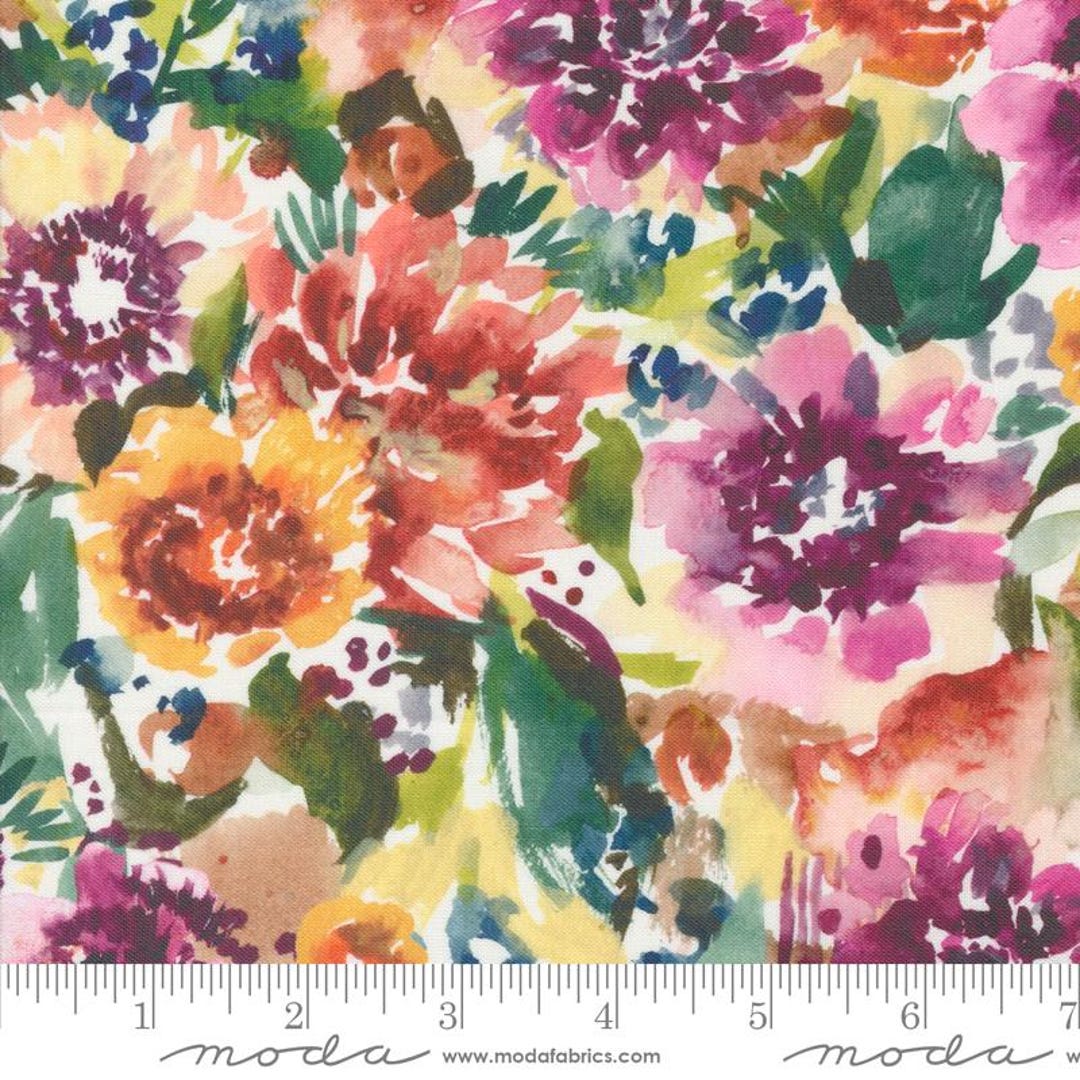 Cloud White Floral Floribunda Fabric - 39803 11 - Moda - by the Yard ...