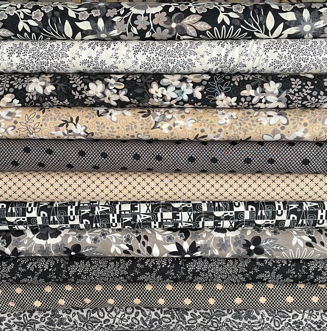 Black Grey Tan Date Night Half Yard Fabric Bundle Moda - Etsy