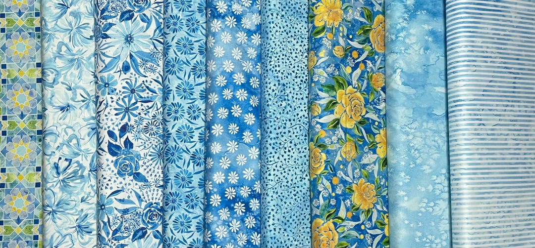 Light Blue Sunshine and Blue Skies Fabric Group - Moda - Create Joy ...