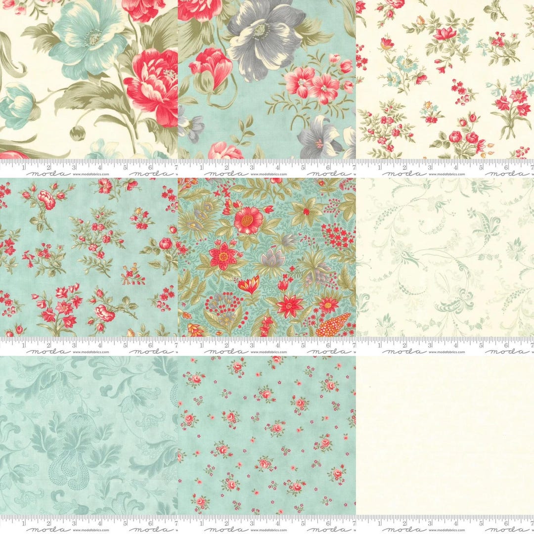 Aqua Etchings Fabric Group - Moda - 3 Sisters - Howard Marcus - 44330 ...