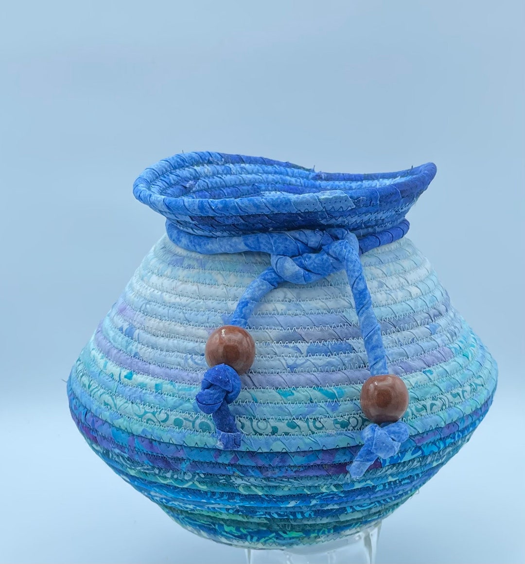 Blue Fabric Rope Pottery Art Handmade - Etsy