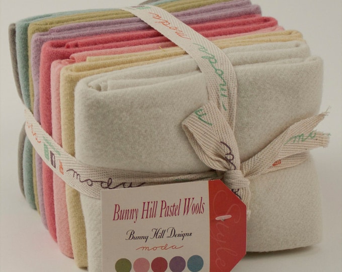 Pastel Wool Fat Quarter Fabric Bundle - Bunny Hill Designs - Moda - 8 ...