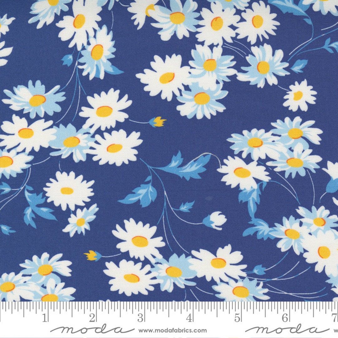 Navy Playful Daisy Story Time Fabric 21791 18 American Jane - Etsy