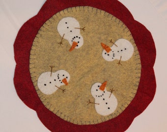 Wool Snowman Candle Mat - Etsy