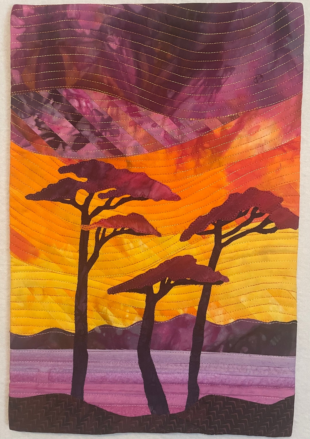 Purple Yellow Landscape Fiber Art Wallhanging Abstract - Etsy