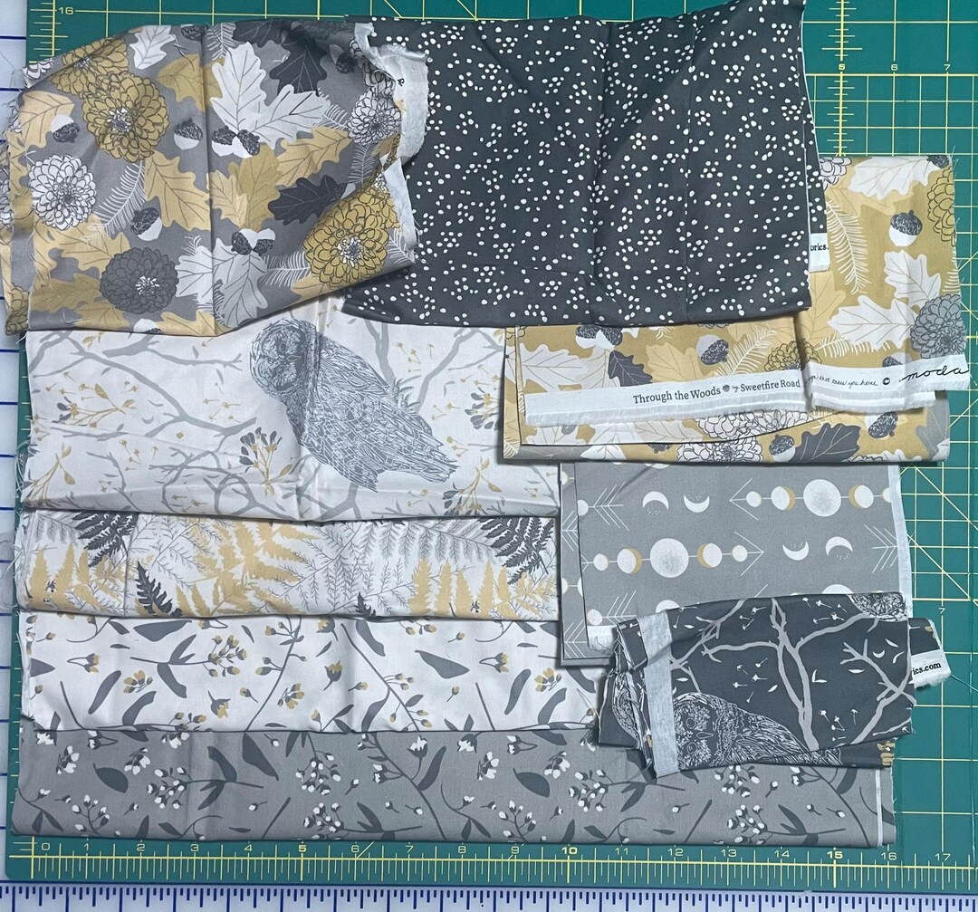 Grey Golden Yellow Through the Woods Fabric Moda Sweetfire Road End of ...