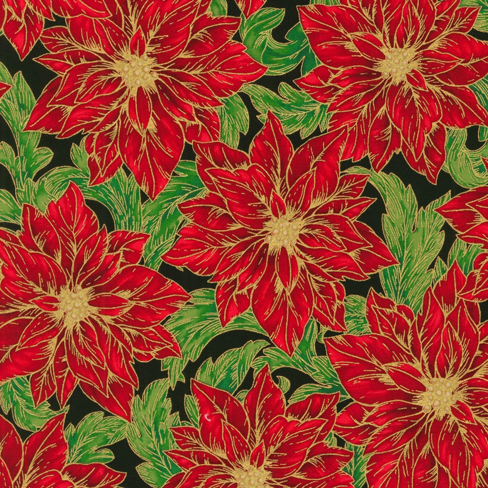 Red Poinsettia Holiday Flourish Fabric 6223 Robert Kaufman - Etsy