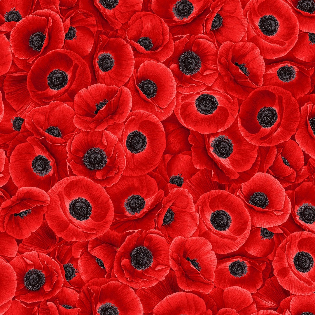 Red Packed Poppy Fabric C8474 Timeless Treasures - Etsy