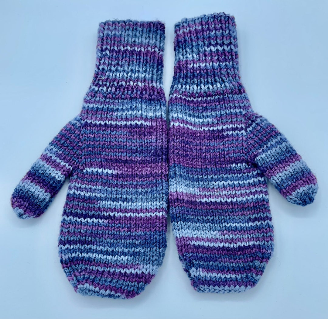 Blue Lavender Variegated Handmade Mittens - Etsy