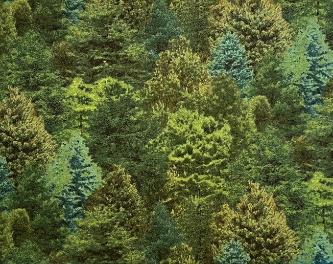 Green Tree Landscape Fabric 27 X 44 P176e Elizabeth Studio - Etsy