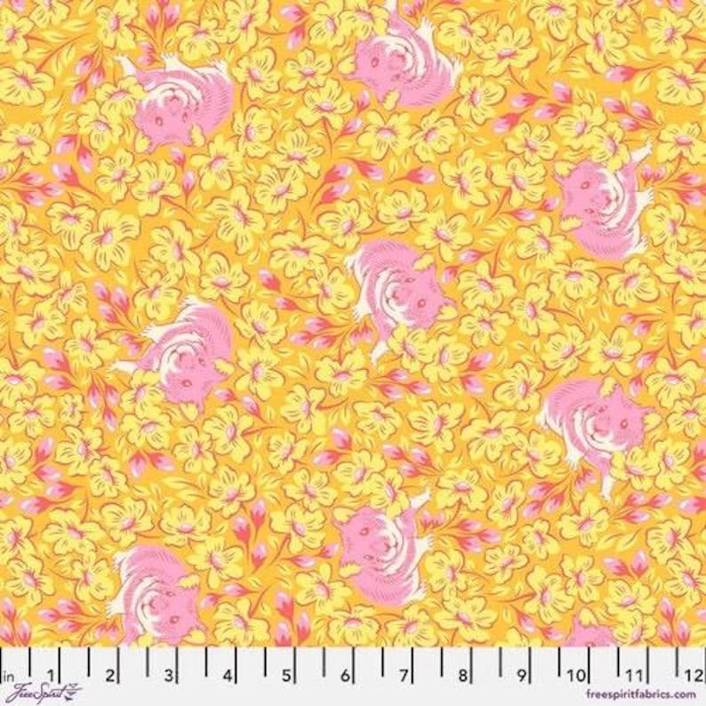 Pink, Green Yellow Besties Fabric Group - Turtles - Fish - Squirrels ...