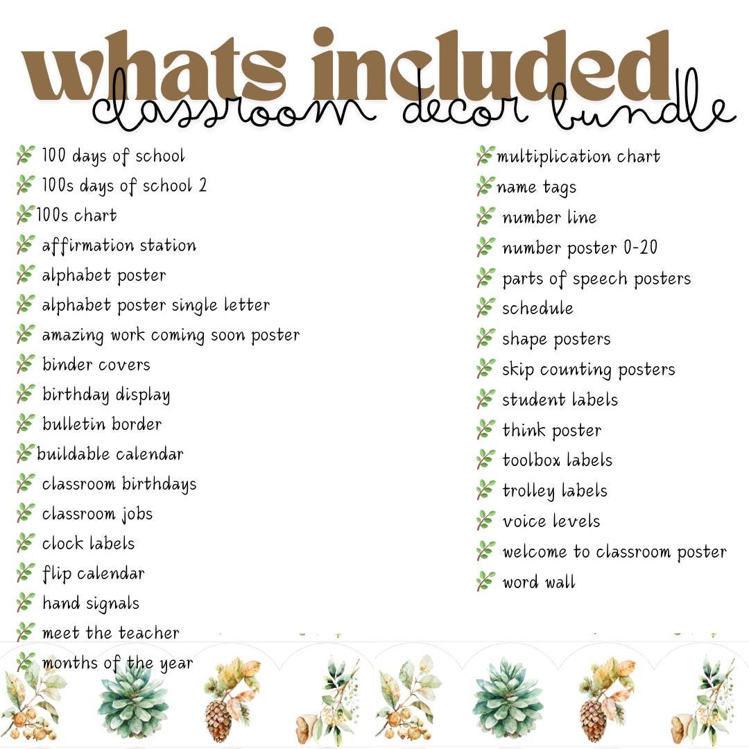 Woodland Floral Watercolour Theme Classroom Decor Bundle Flowers ...