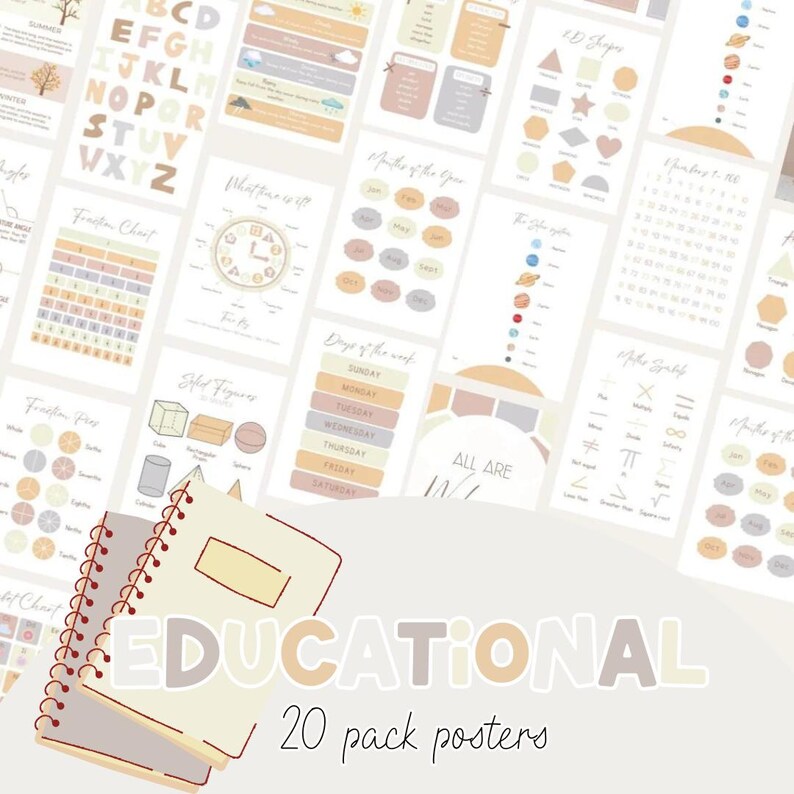 Pastel Education 20 Poster Pack Classroom Decor - Etsy