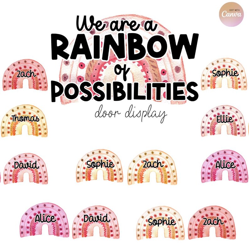 Boho Watercolour Rainbow Welcome to Our Classroom Door Display Rainbow ...