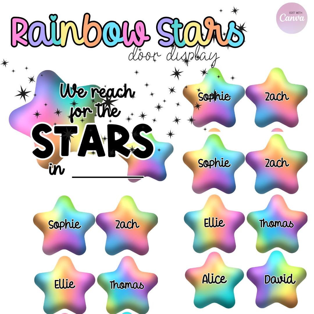 Rainbow Stars Door Display We Reach for the Stars - Etsy