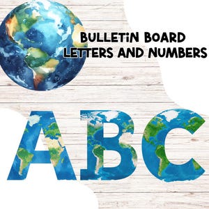 Planet Earth Map Bulletin Board Letters and Numbers - Etsy