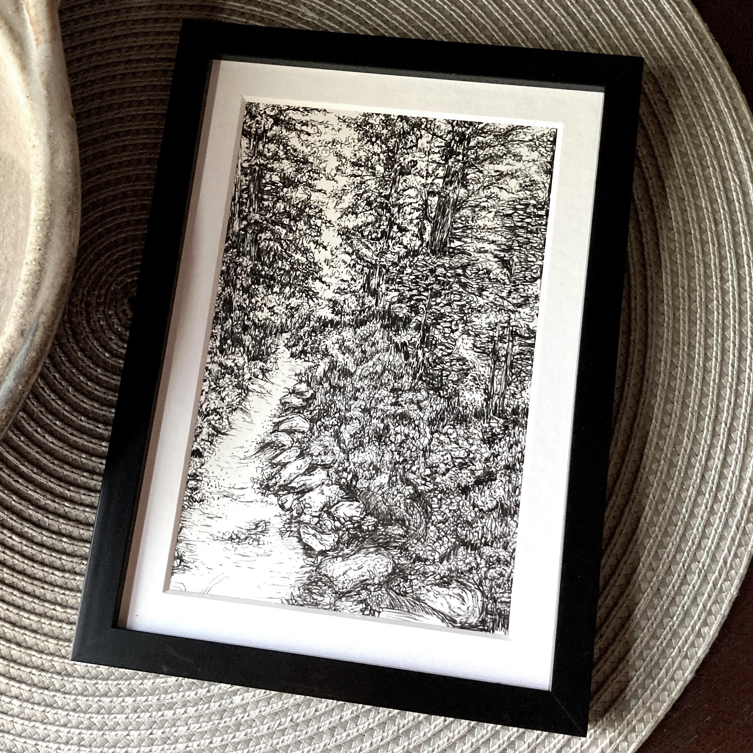Original Pen and Ink Rocky Path Forest Illustration Drawing Gallery ...