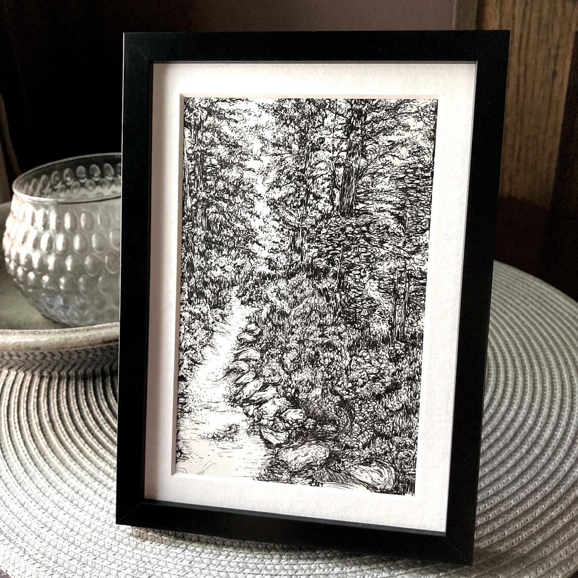 Original Pen and Ink Rocky Path Forest Illustration Drawing Gallery ...