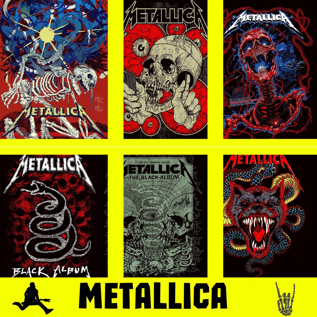 Pack of 24 Premium Rock Band T-shirt Designs / Metallica Style Design ...