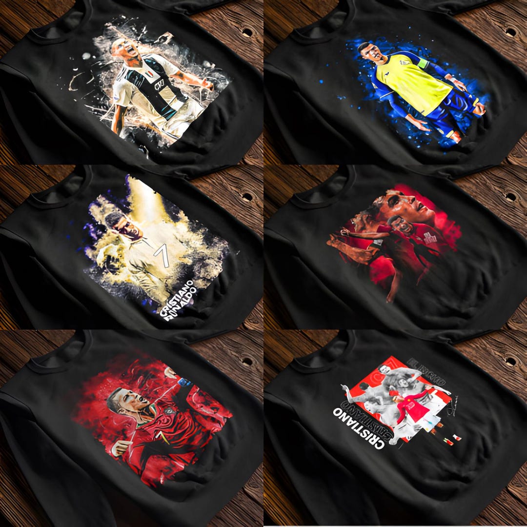 CR7 Halftone Designs - 12 Exclusive DTF Designs for Black T-shirts. T ...