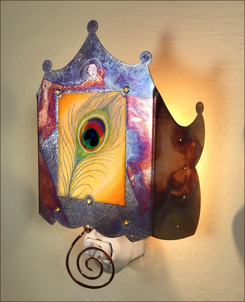 Peacock Feather Luminette Night Light - Etsy