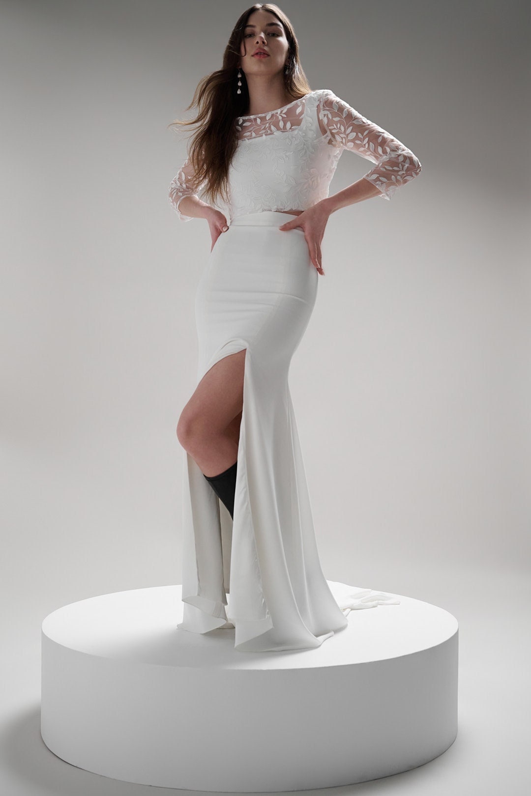 Modern Crepe Bridal Skirt | Ivory Fitted Wedding Skirt | Bridal ...