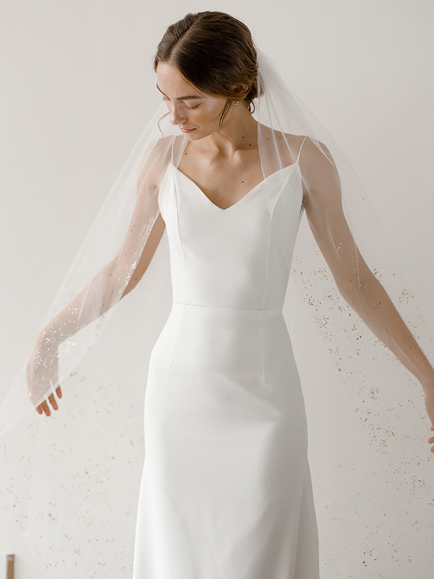 Silver Mica Flake Veil Ivory Wedding Veil Single Tier Veil - Etsy Canada