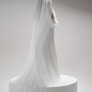 Chiffon Wedding Veil for Modern Bride, Ivory Single Tier Bridal Veil ...