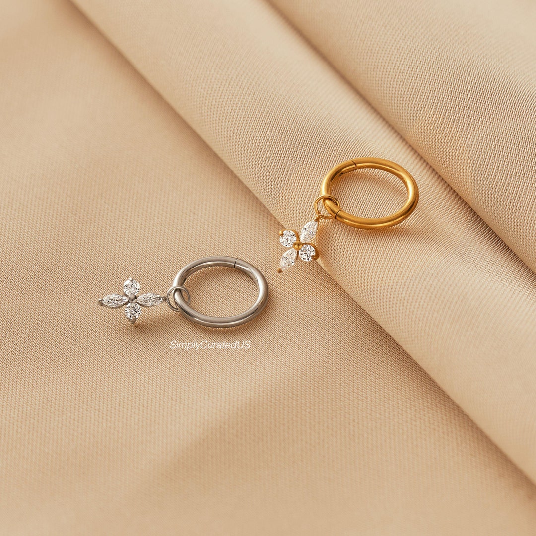 20G 18G 16G Titanium Dangle Huggies Hoop • Rook Piercing • Helix Hoop ...