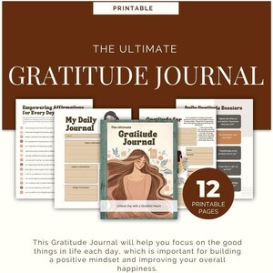 Digital Gratitude Journal, Printable Planner With Prompts, Questions ...