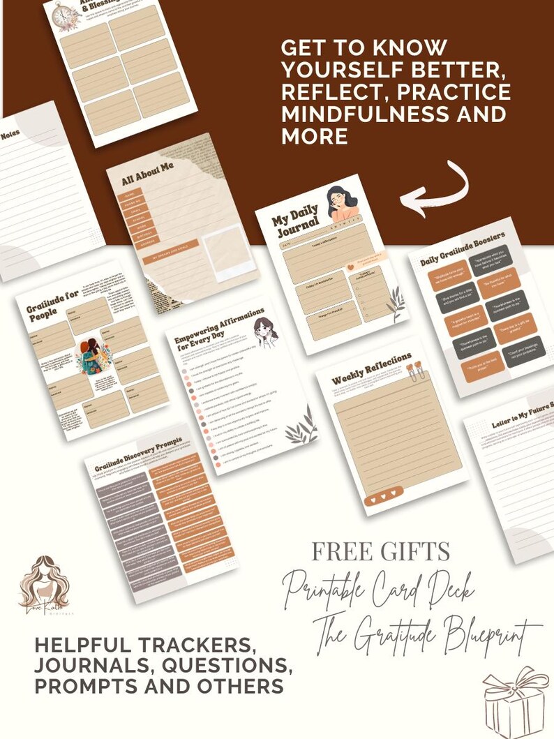 Digital Gratitude Journal, Printable Planner With Prompts, Questions ...