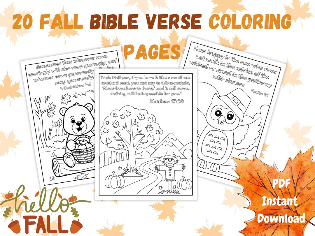 Bible Verse Coloring Pages for Kids, Bible Verse Coloring Book, Fall ...
