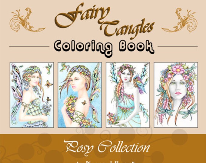 Fairy Tangles Printable Coloring Book Posy Collection by Norma J ...