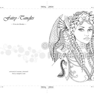Printable Fairy Tangles Greeting Cards to Color Norma Burnell 5x7 Inch ...