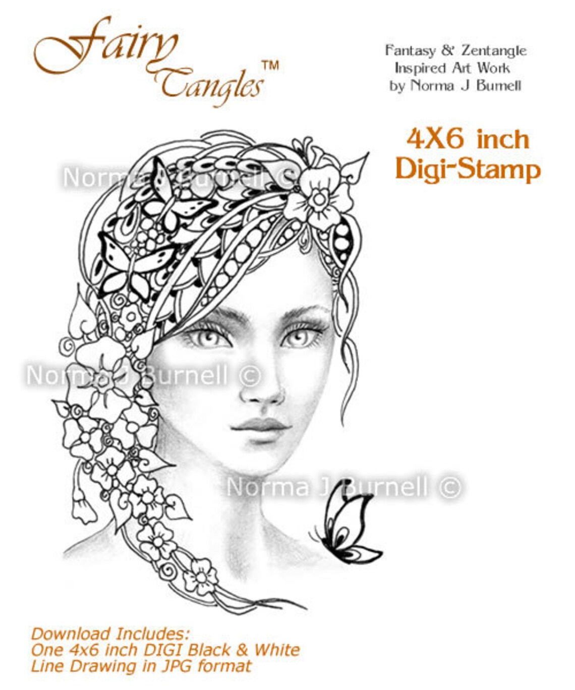 Forget-me-nots Fairy Tangles by Norma J Burnell Printable Digi - Etsy