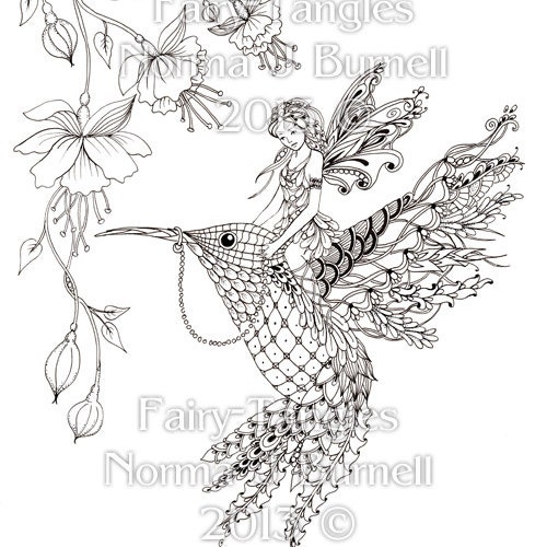 Magical Ride Fairy Tangles Printable Adult Coloring Book - Etsy