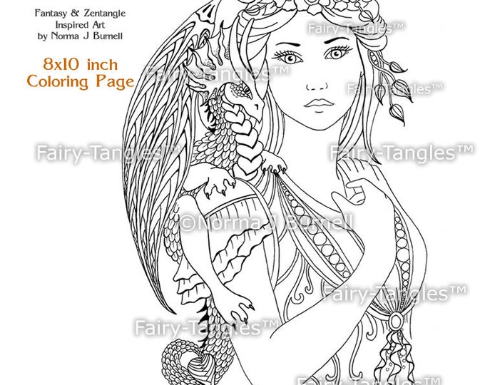 Fairy Dragon Queen Printable Coloring Book Sheets Pages - Etsy
