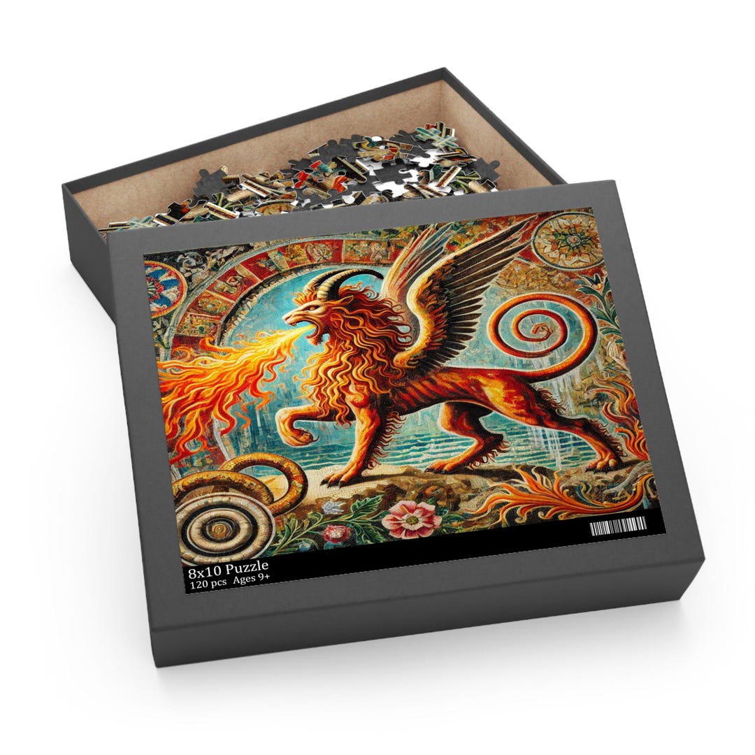 Chimera Jigsaw Puzzle, Fiery Mythical Creature, Family Fun Gift - Etsy