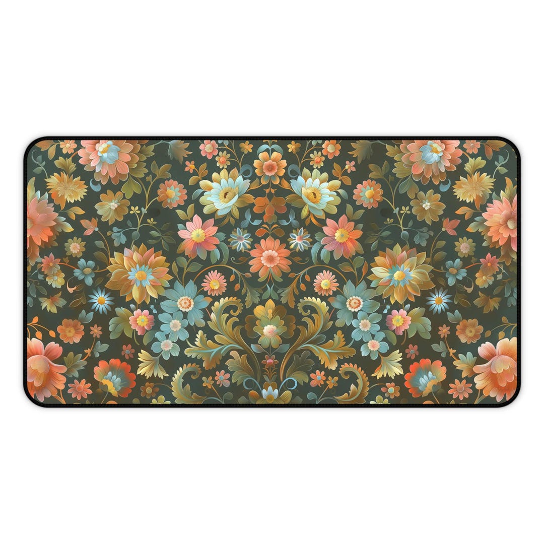 Custom Gaming Desk Mat & Mousepad - Springtime Symphony Folk Art ...